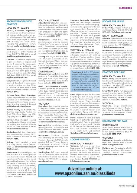 Physiotherapist - Australian Physiotherapy Association