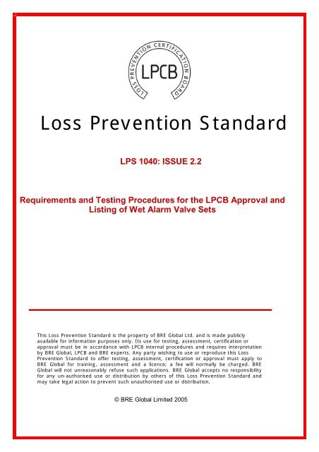 Requirements and Testing Procedures for the LPCB ... - RedBookLive