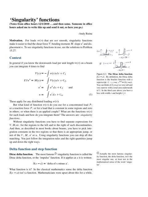 'Singularity' functions - Andy Ruina