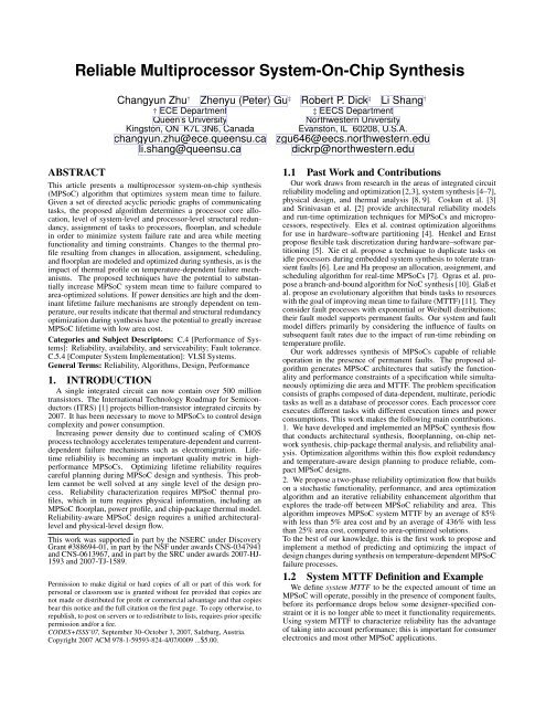 Reliable Multiprocessor System-On-Chip Synthesis