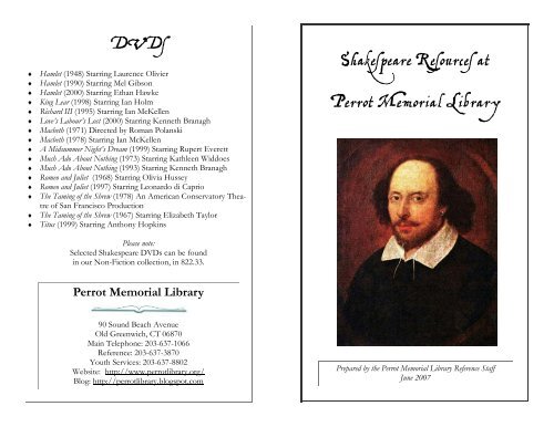 shakespeare brochure - Perrot Memorial Library