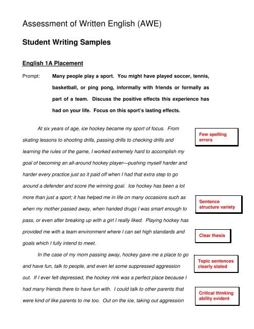 Assessment of Written English (AWE)