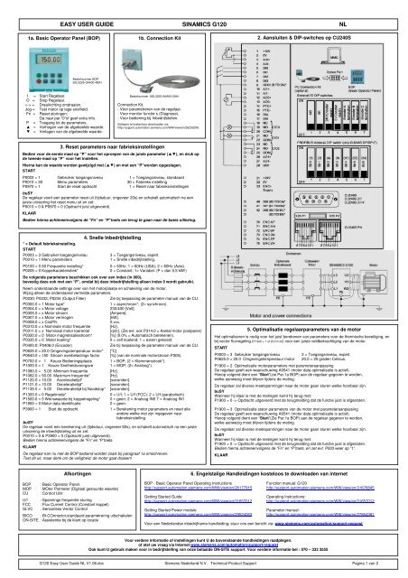 easy user guide sinamics g120 nl - Industry - Siemens Nederland