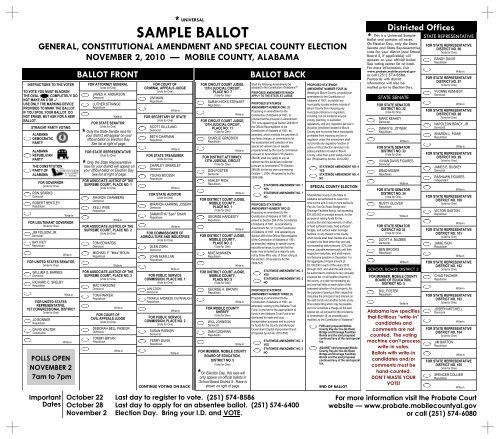 SAMPLE BALLOT - Alabama Votes