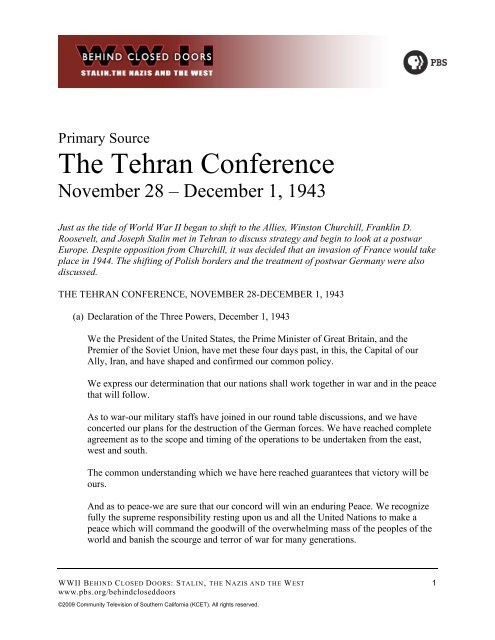 The Tehran Conference - PBS