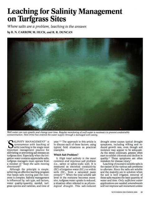 Leaching for Salinity Management on Turfgrass Sites - USGA Green ...