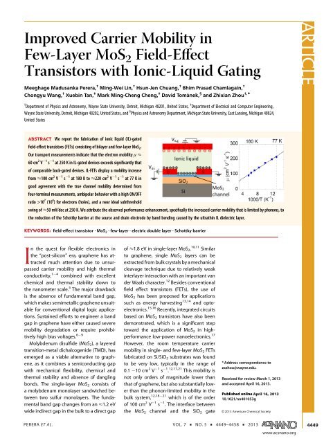 Improved Carrier Mobility in Few-Layer MoS2 Field-Effect ...