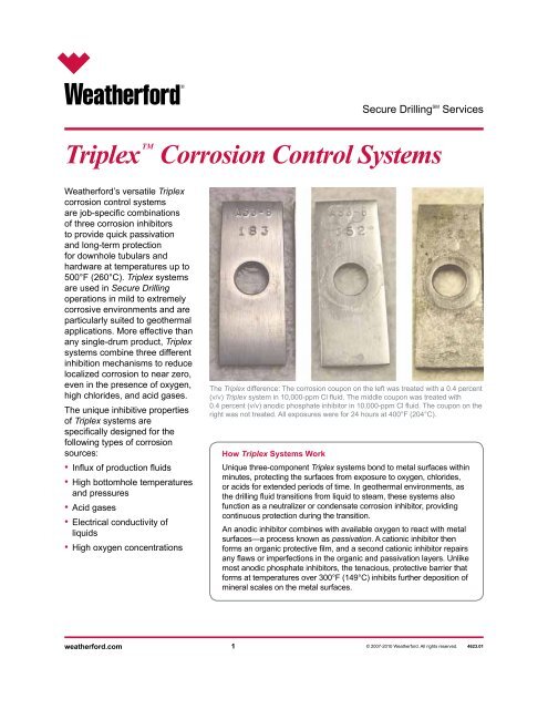Triplex TM Corrosion Control Systems