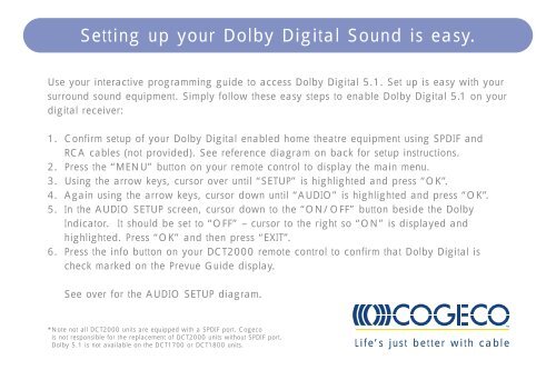Connecting your DCT2000 for Dolby Digital 5.1 - Cogeco