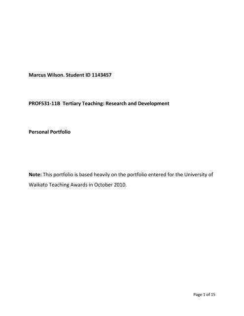 Marcus Wilson - The University of Waikato