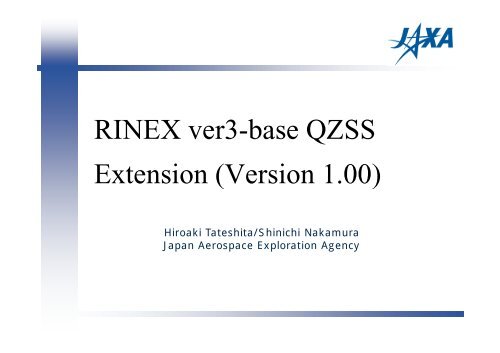 RINEX ver3-base QZSS RINEX ver3 base QZSS Extension