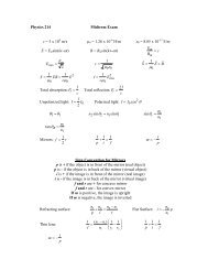 Formula Sheet (SI units)