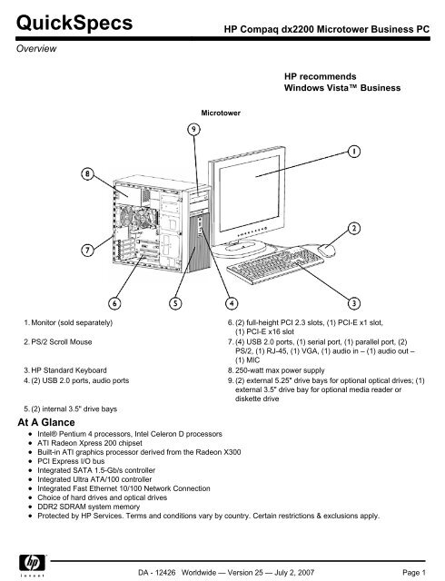 HP Compaq dx2200 Microtower Business PC