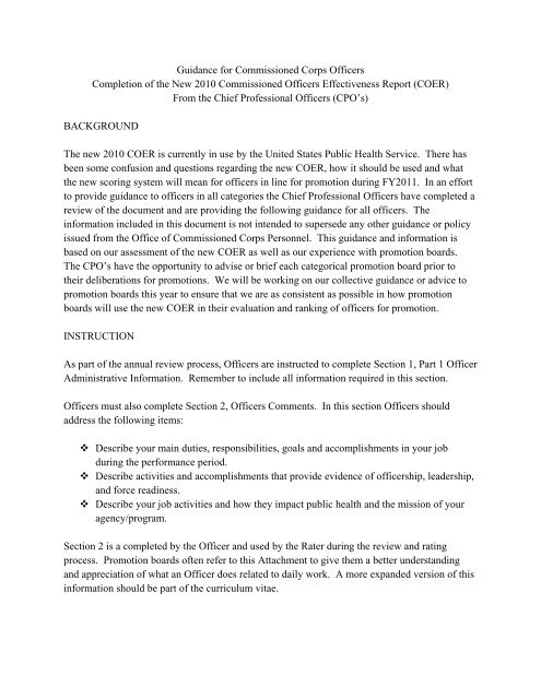 Guidance for Commissioned Corps Officers - U.S. Public Health ...