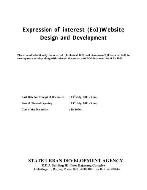 Expression of interest (EoI)Website Design and Development