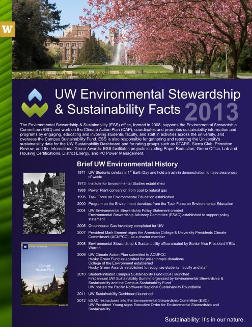 UW Environmental Stewardship & Sustainability Facts