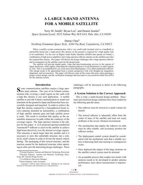 A Large S-Band Antenna for a Mobile Satellite - Northrop Grumman ...
