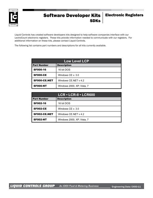 Software Developer Kits - Liquid Controls