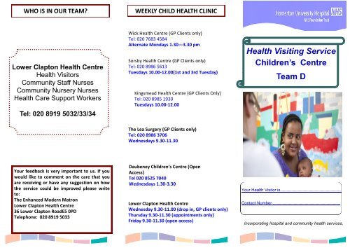 Team D Health Visiting Leaflet - Homerton University Hospital