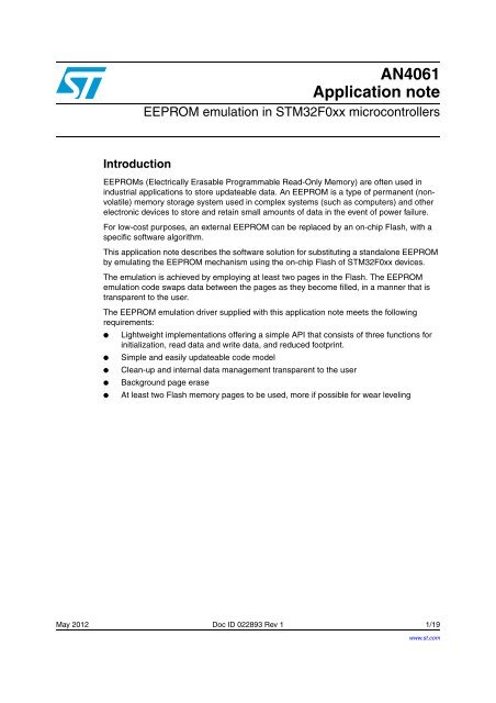 Eeprom Emulation In Stm32f0xx Microcontrollers