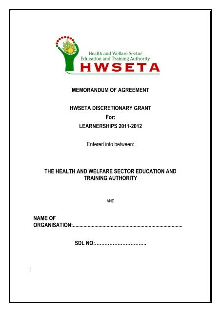 MOA-Learnerships 2011-2012 - The Health and Welfare Sector ...