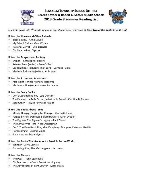 8th Grade Reading List Change Comin 8th Grade Reading List Change Comin