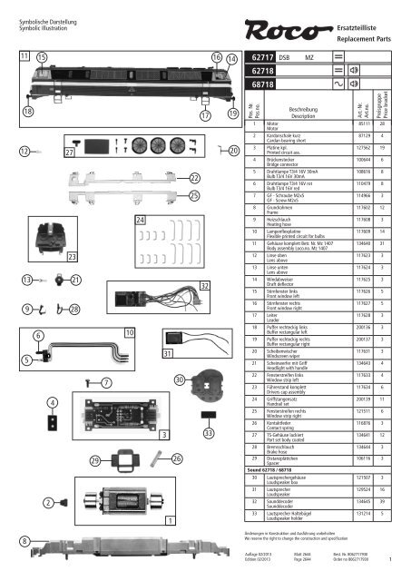 Ersatzteilblatt - Roco