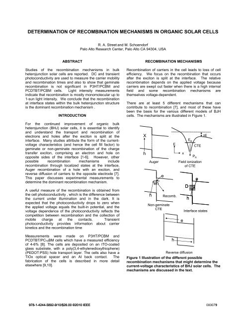 Determination of recombination mechanisms in organic solar cells