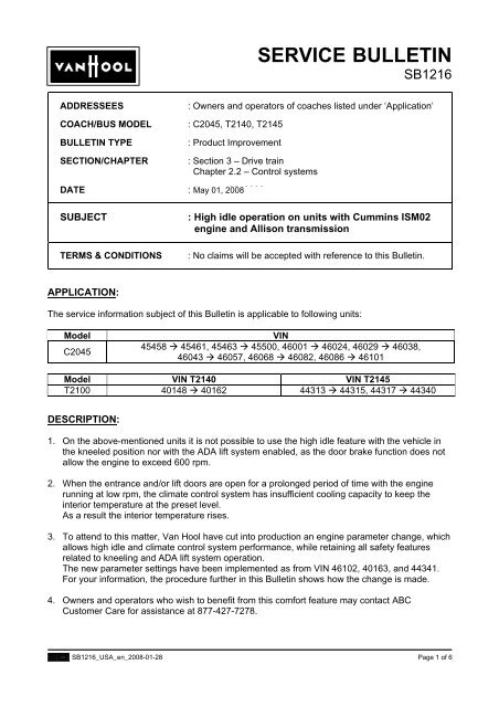 SERVICE BULLETIN - ABC Companies