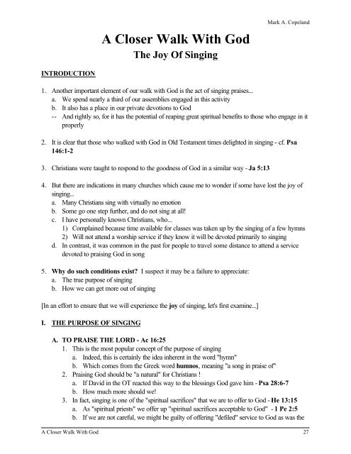 Mark A. Copeland CONCLUSI