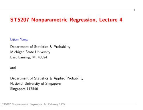 Lecture4 Slide - The Department of Statistics and Applied Probability ...