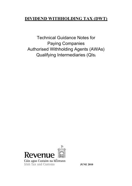 Dividend Withholding Tax (DWT) - Revenue Commissioners