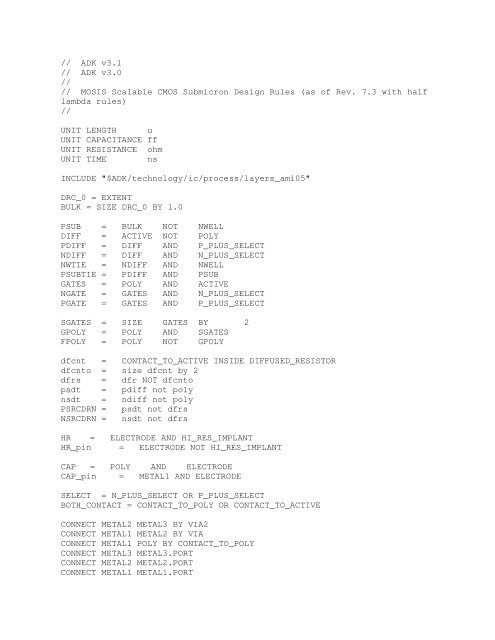 AMI05 Process Design Rules