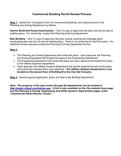 Compliance Form for Commercial Building Permits - City of Port St ...