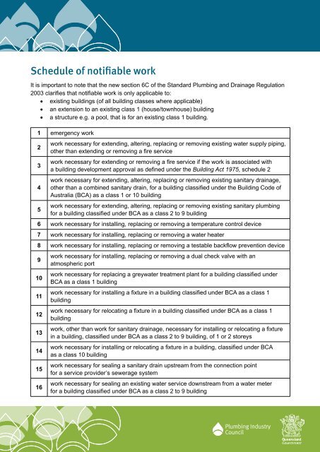 Schedule of Notifiable Work fact sheet