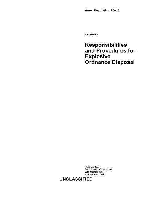 Responsibilities and Procedures for Explosive Ordnance Disposal