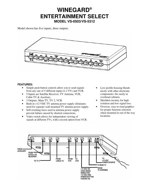 MODEL VS-0503/VS-5312 - Winegard