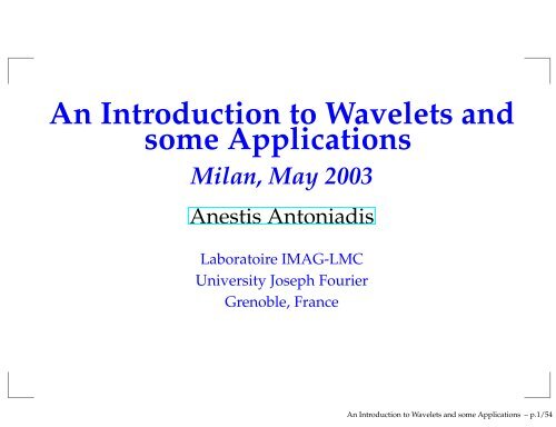 An Introduction To Wavelets And Some Applications Bioconductor