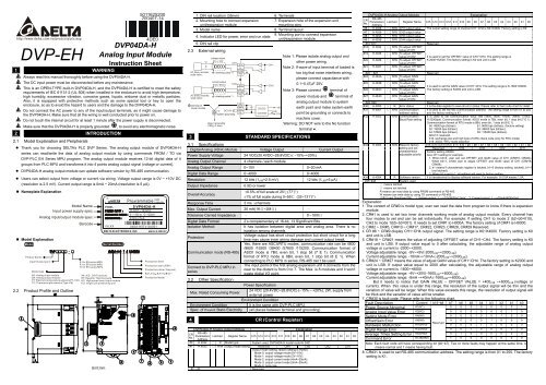 DVP-EH DVP04DA-H Analog Input Module