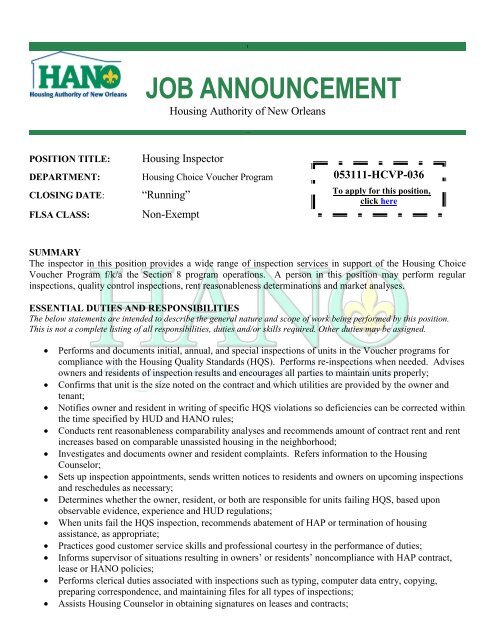 Initial Pre-Screen Interview Questionnaire - Housing Authority of ...