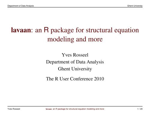 Lavaan An R Package For Structural Equation Modeling And More