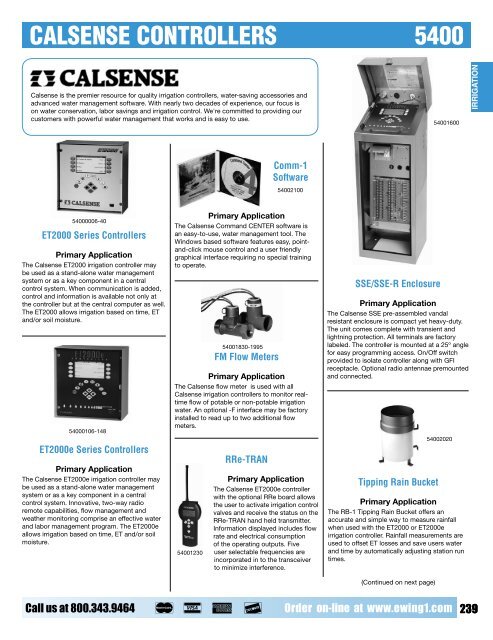 CALSENSE CONTROLLERS 5400 - Ewing Irrigation