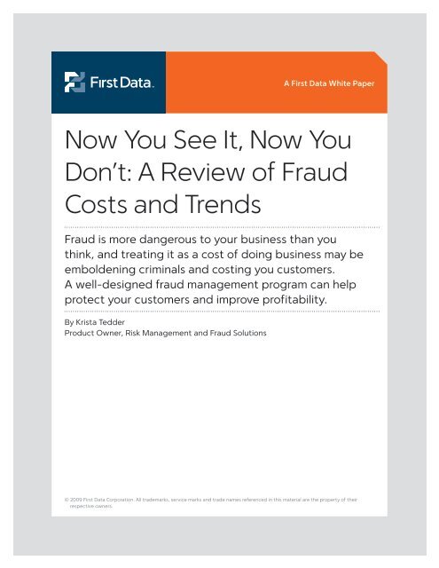 Debit Card Fraud Detection, Debit Card Fraud Prevention - First Data