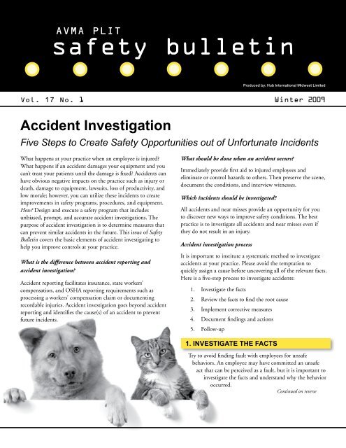 safety bulletin - AVMA PLIT