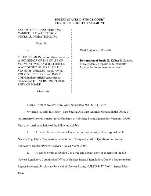 Declaration of Justin E. Kolber - The Office of the Attorney General of ...