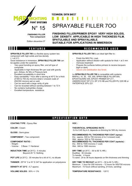 Sprayable filler 700 - Matrix Composites