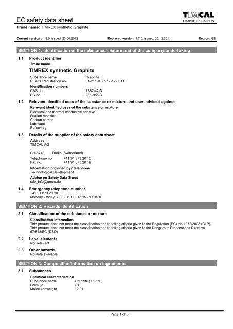 EU / Synthetic Graphite - Timcal