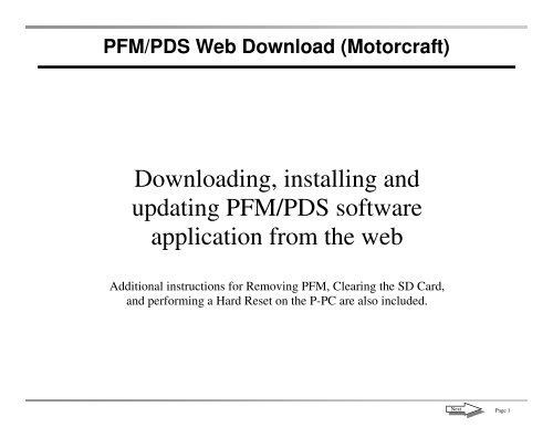 PFM/PDS Web Download - MotorCraftService.com