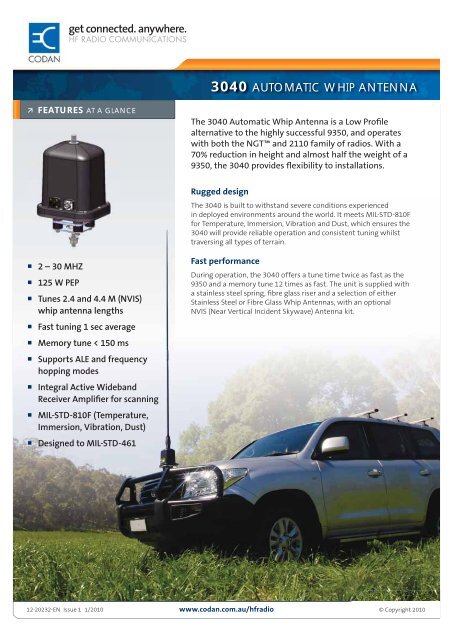 3040 AUTOMATIC WHIP ANTENNA - Codan