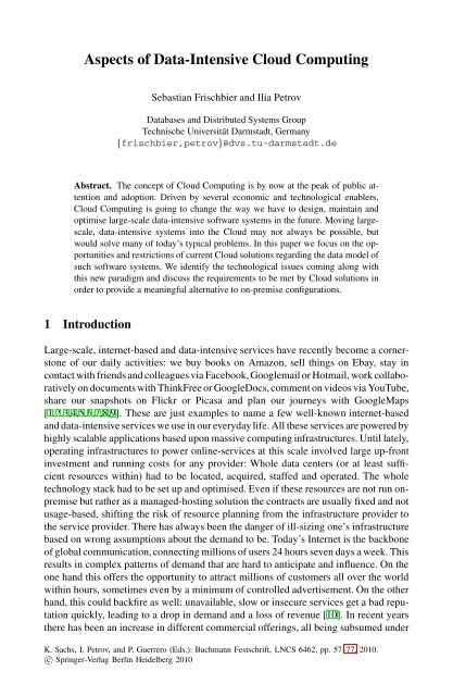 Aspects of Data-Intensive Cloud Computing - DVS - Technische ...